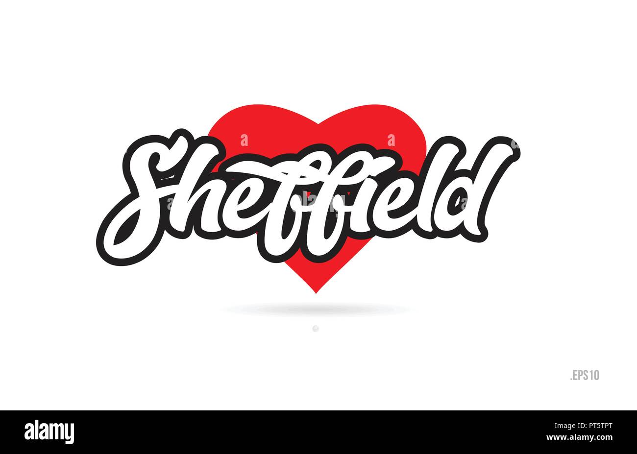 sheffield city text design with red heart typographic icon design ...