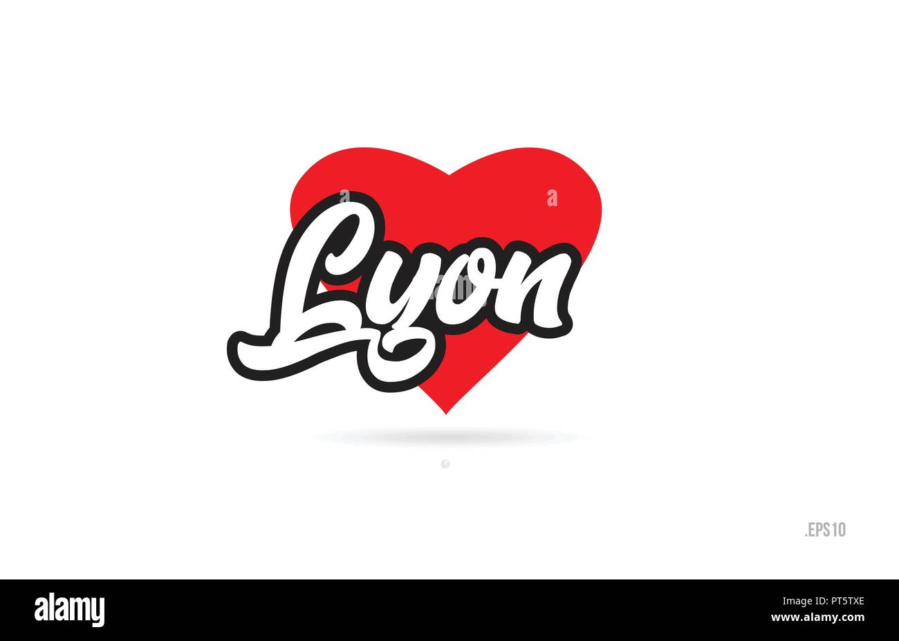 lyon city text design with red heart typographic icon design suitable ...