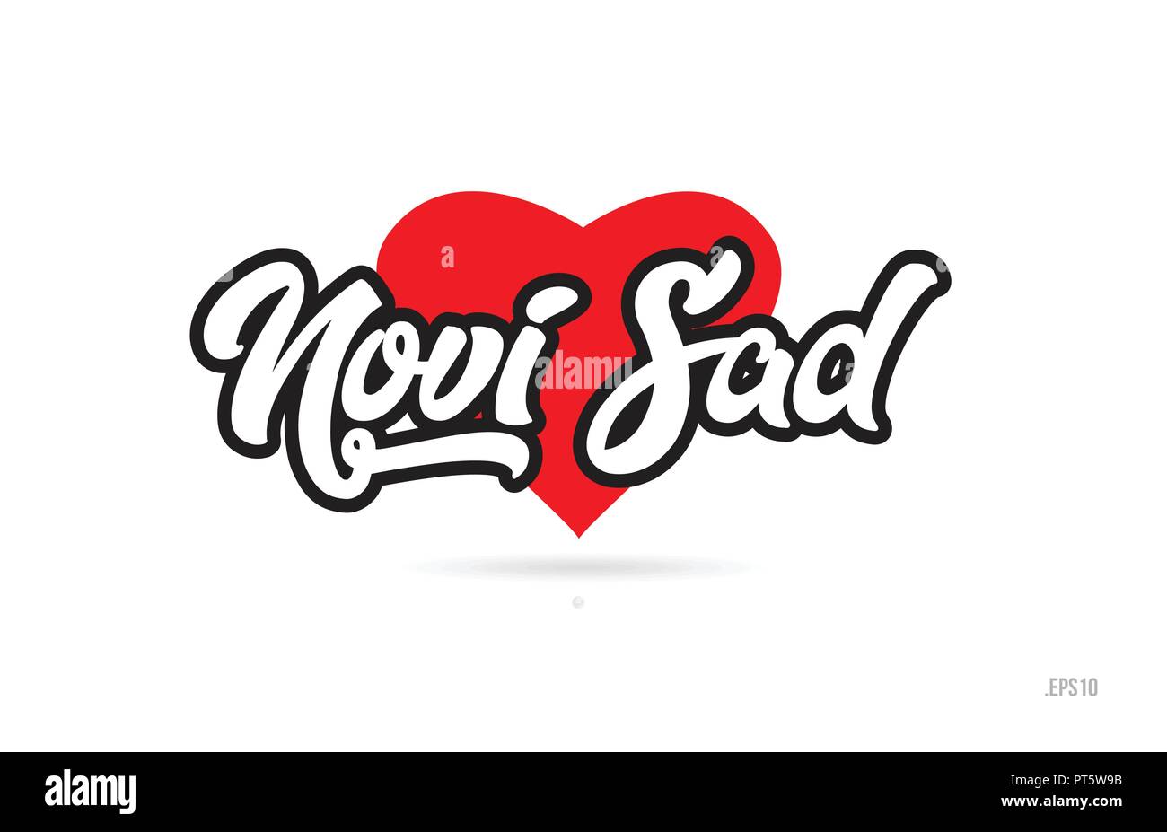 novi sad city text design with red heart typographic icon design ...
