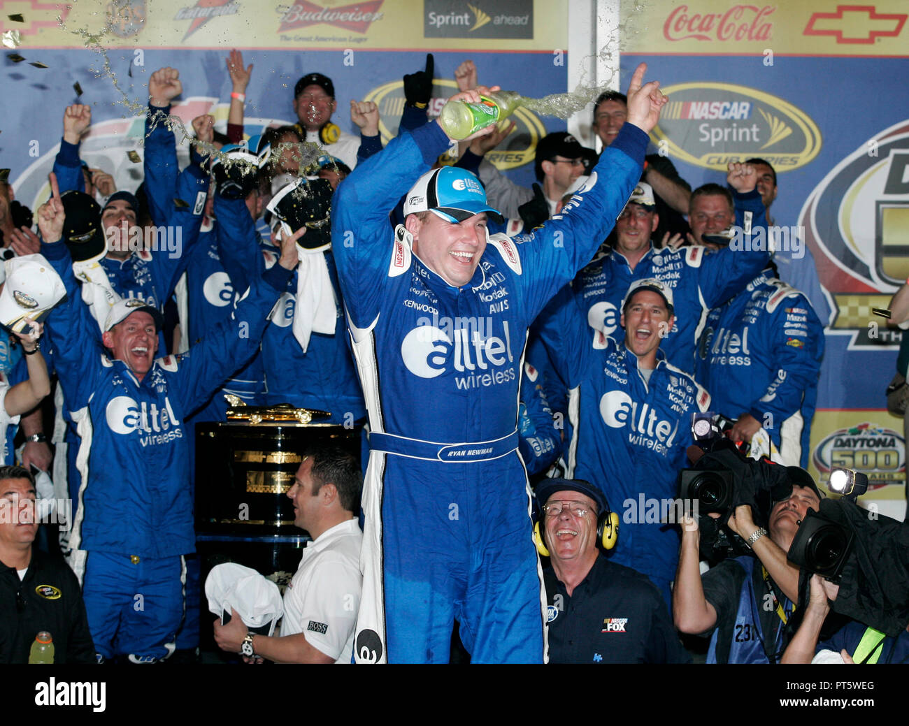 Ryan Newman celebrates winning the 50th annual NASCAR Daytona 500 at ...