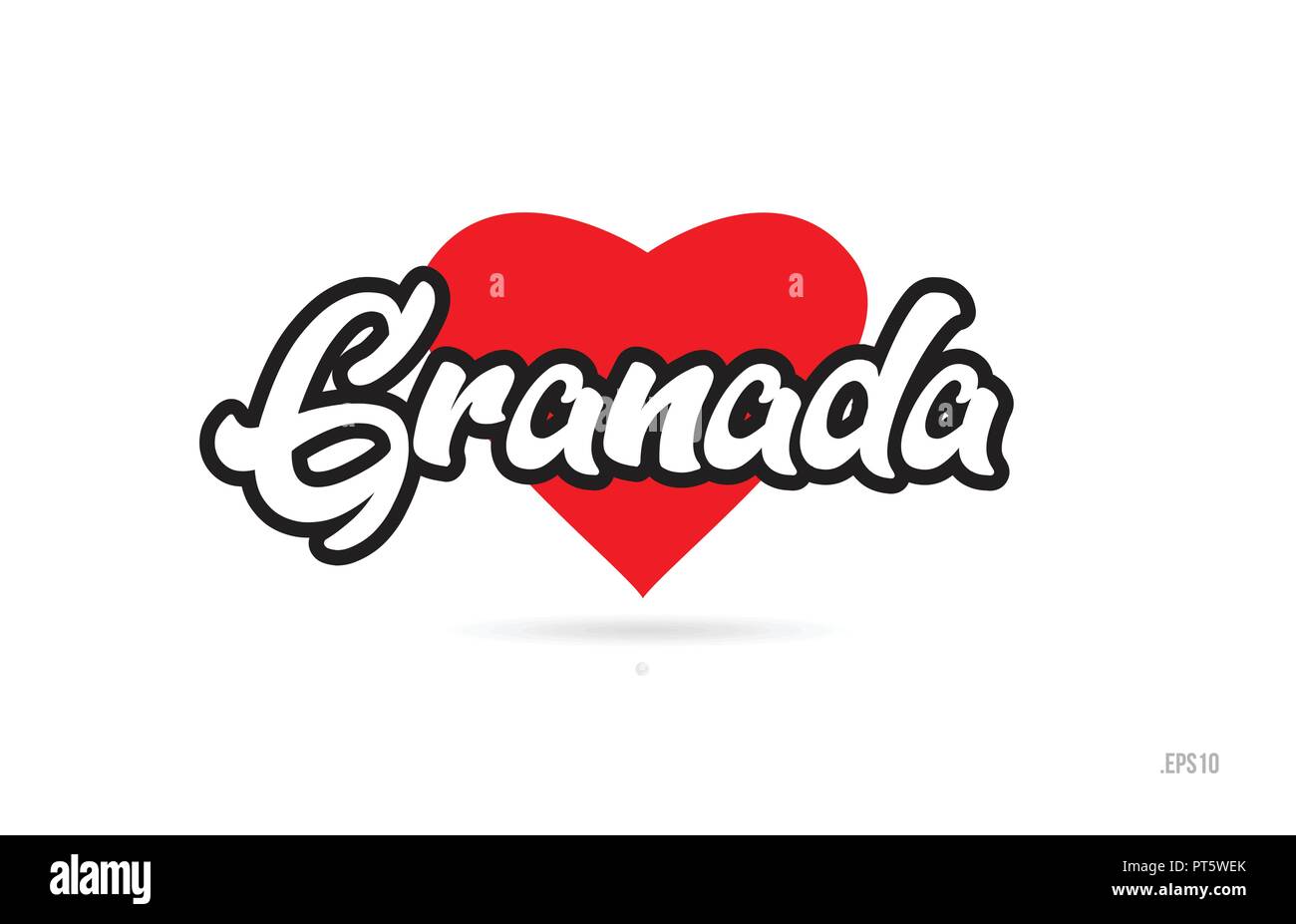 granada city text design with red heart typographic icon design ...