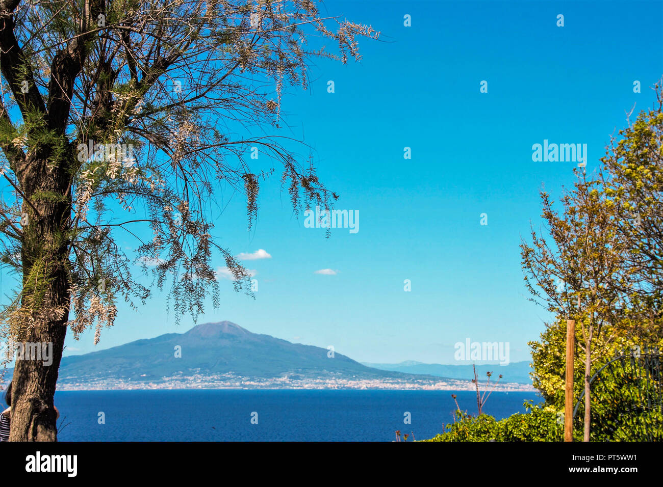 Naples gulf and mount vesuvius seen from Sorrento Stock Photo - Alamy