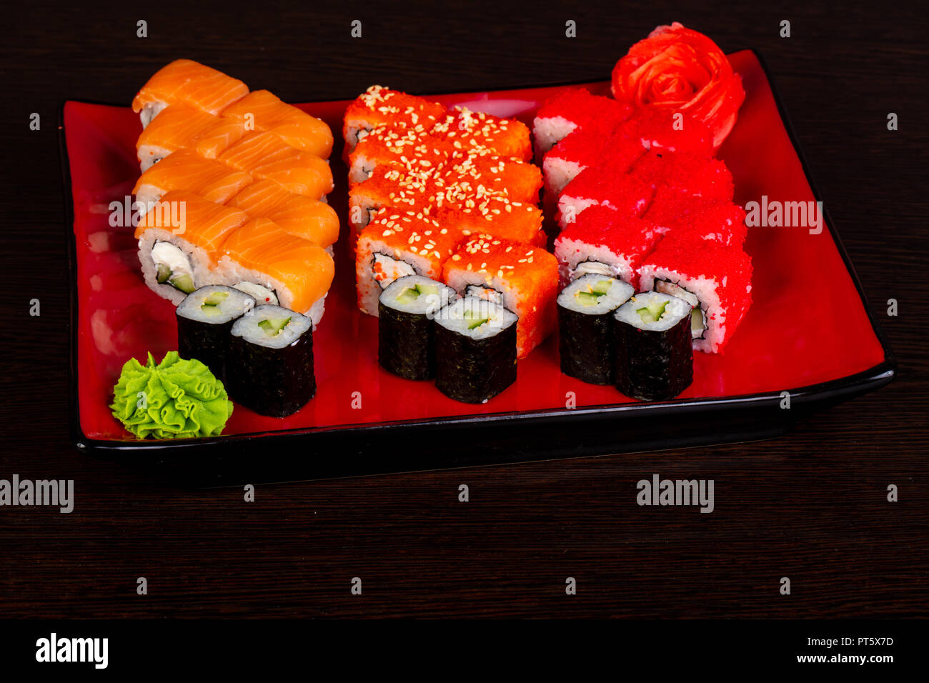Japanese traditional roll and sushi set Stock Photo - Alamy