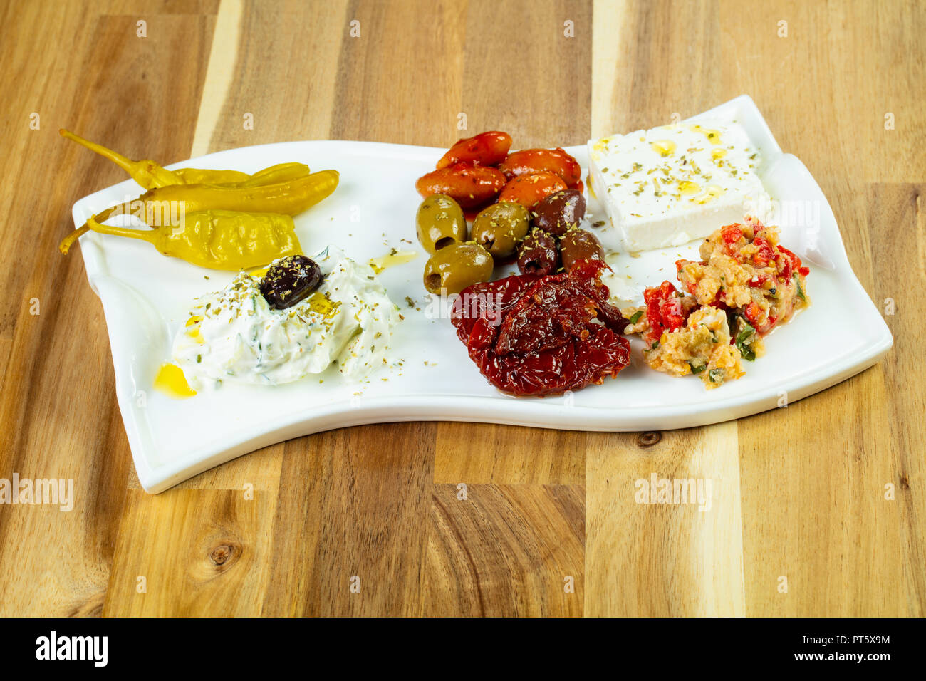 Greek traditional meze with dzadziki Stock Photo - Alamy