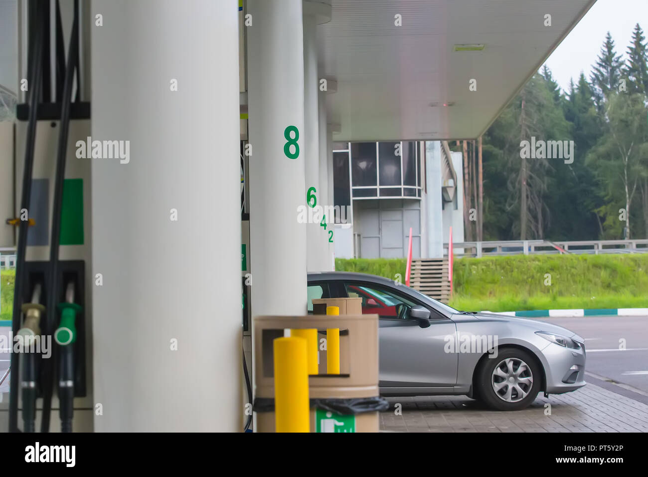 gas station with cars refueling gasoline Stock Photo - Alamy