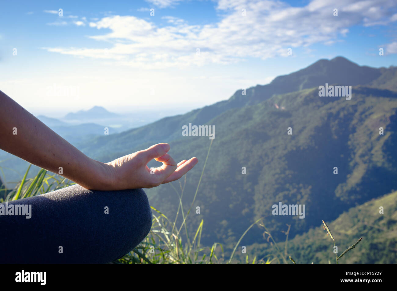Meditation on the mountains, Close-up Stock Photo - Alamy