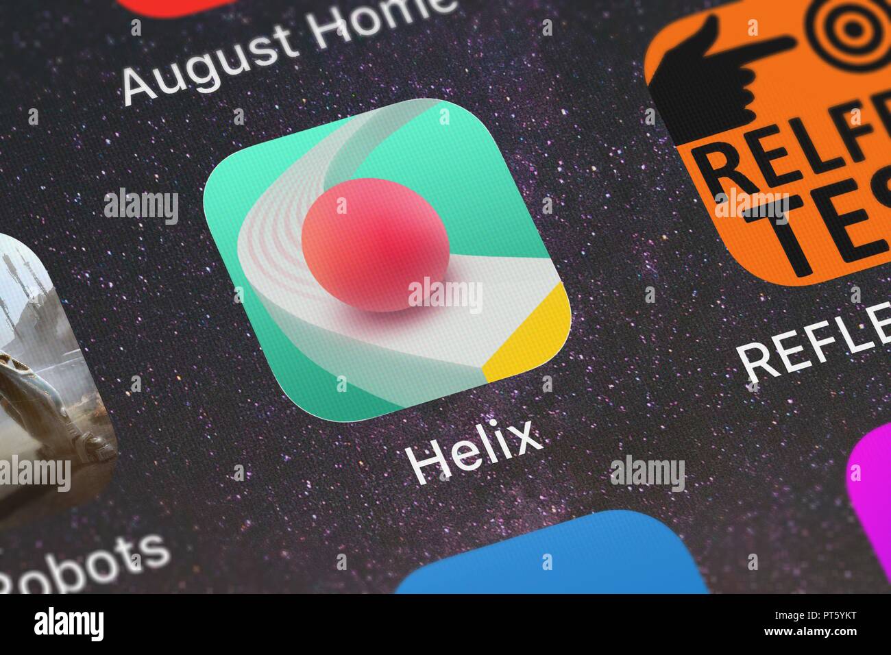 London, United Kingdom - October 06, 2018: The Helix mobile app from ...