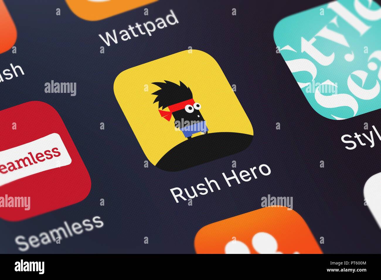 London, United Kingdom - October 06, 2018: Close-up shot of Ketchapp's ...