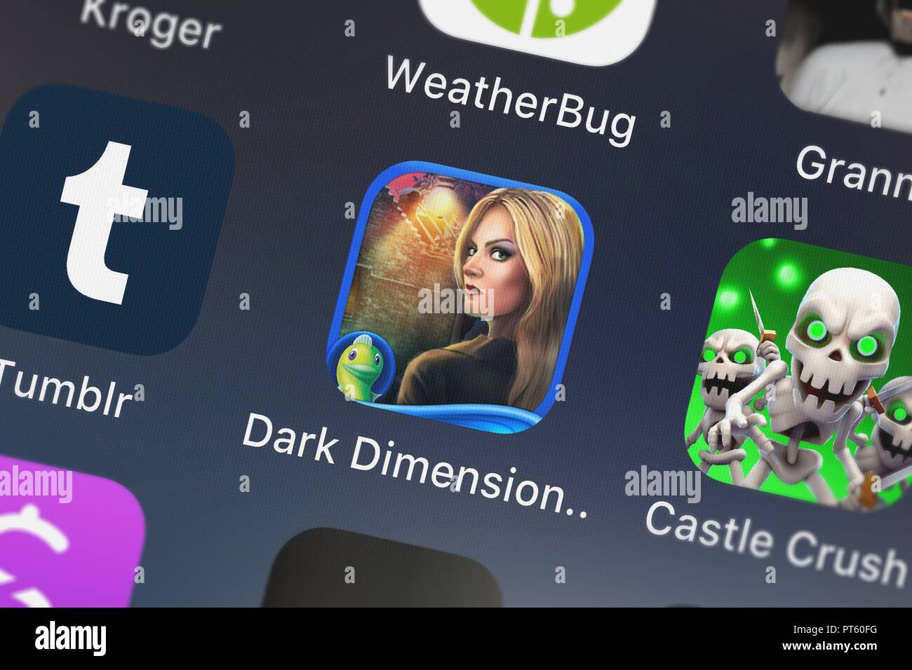 London, United Kingdom - October 06, 2018: Close-up shot of the Dark ...