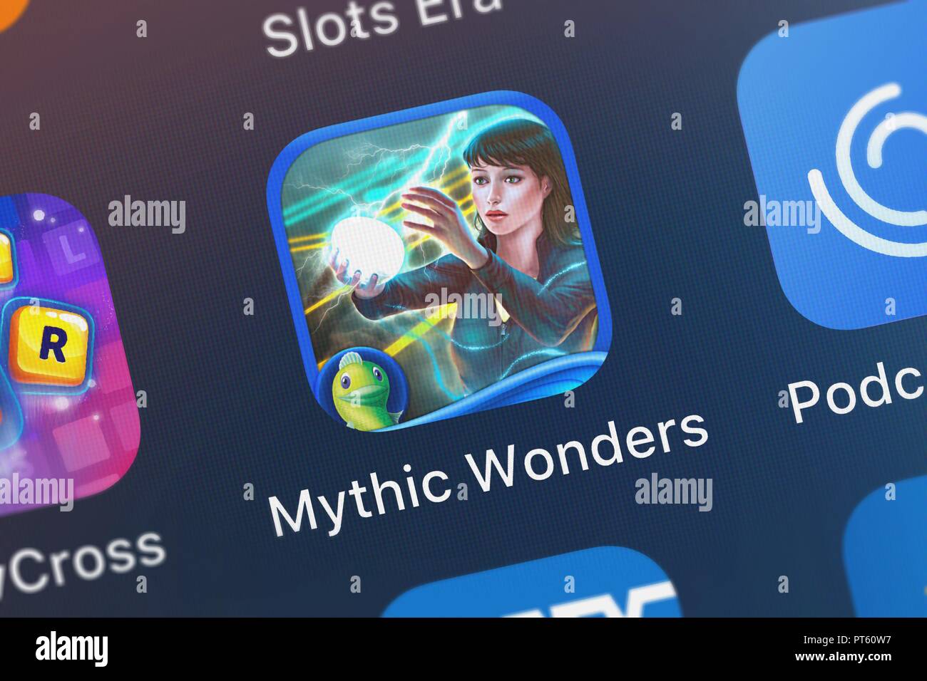 London, United Kingdom - October 06, 2018: Close-up of the Mythic ...