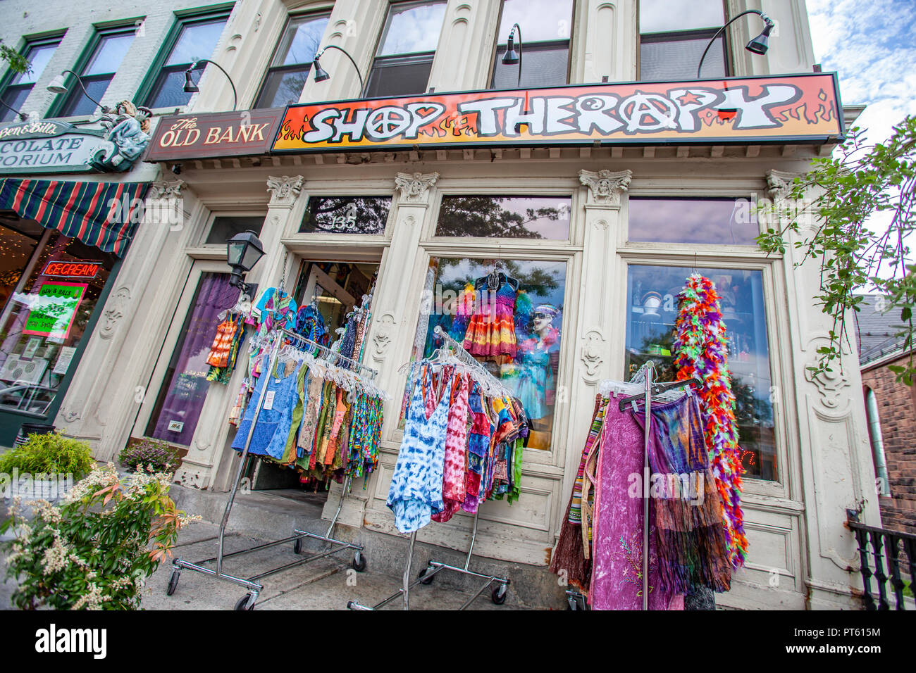 Shop Therapy on Main Street in Northampton, MA Stock Photo - Alamy