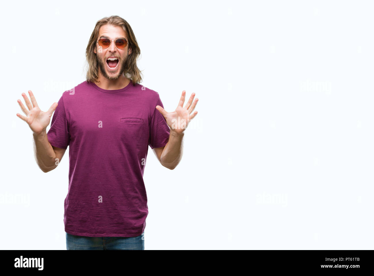 Hispanic man open arms smiling Cut Out Stock Images & Pictures - Alamy