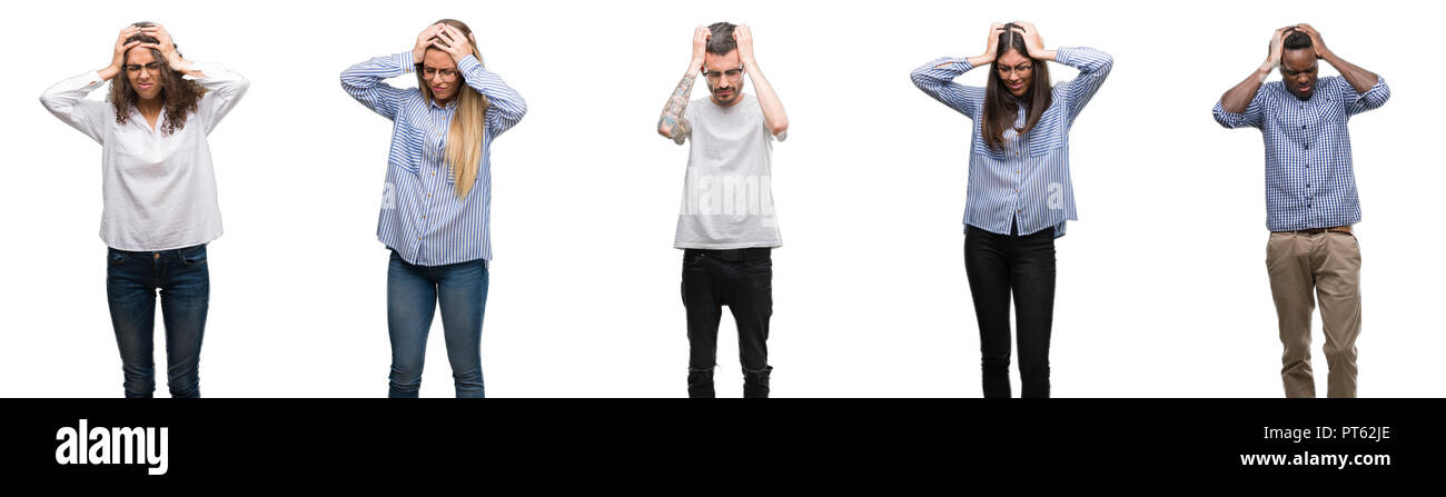 Group and team of young business people over isolated white background ...