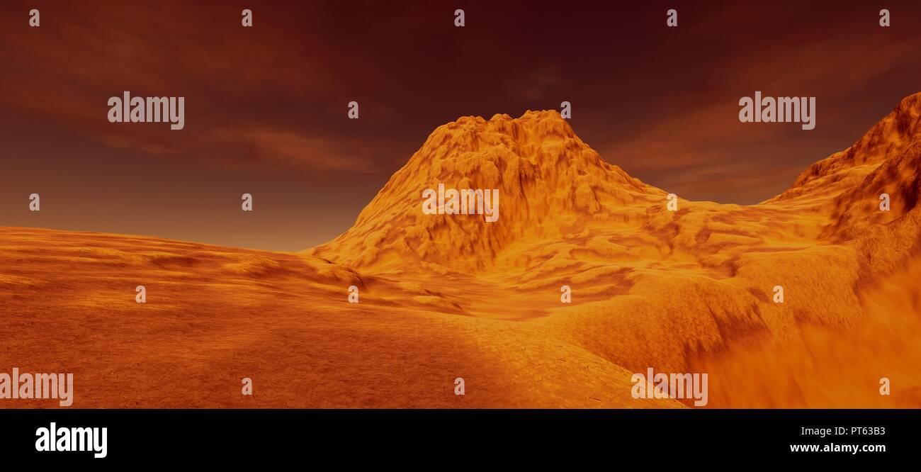Extremely detailed and realistic high resolution 3D image a Mars like ...