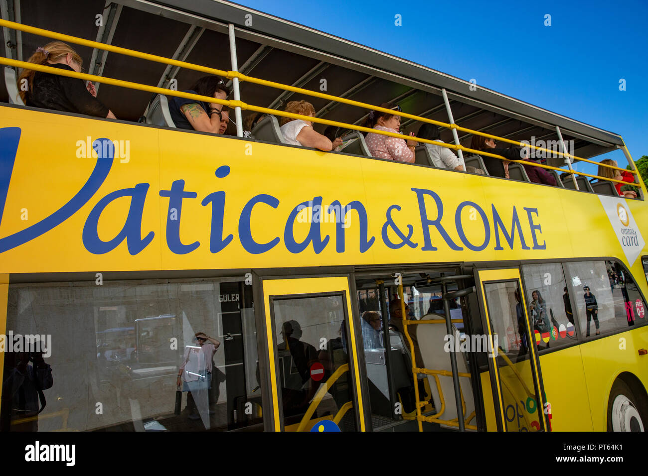 Sightseeing yellow bus in Rome with tours to the Vatican,Lazio,Italy ...