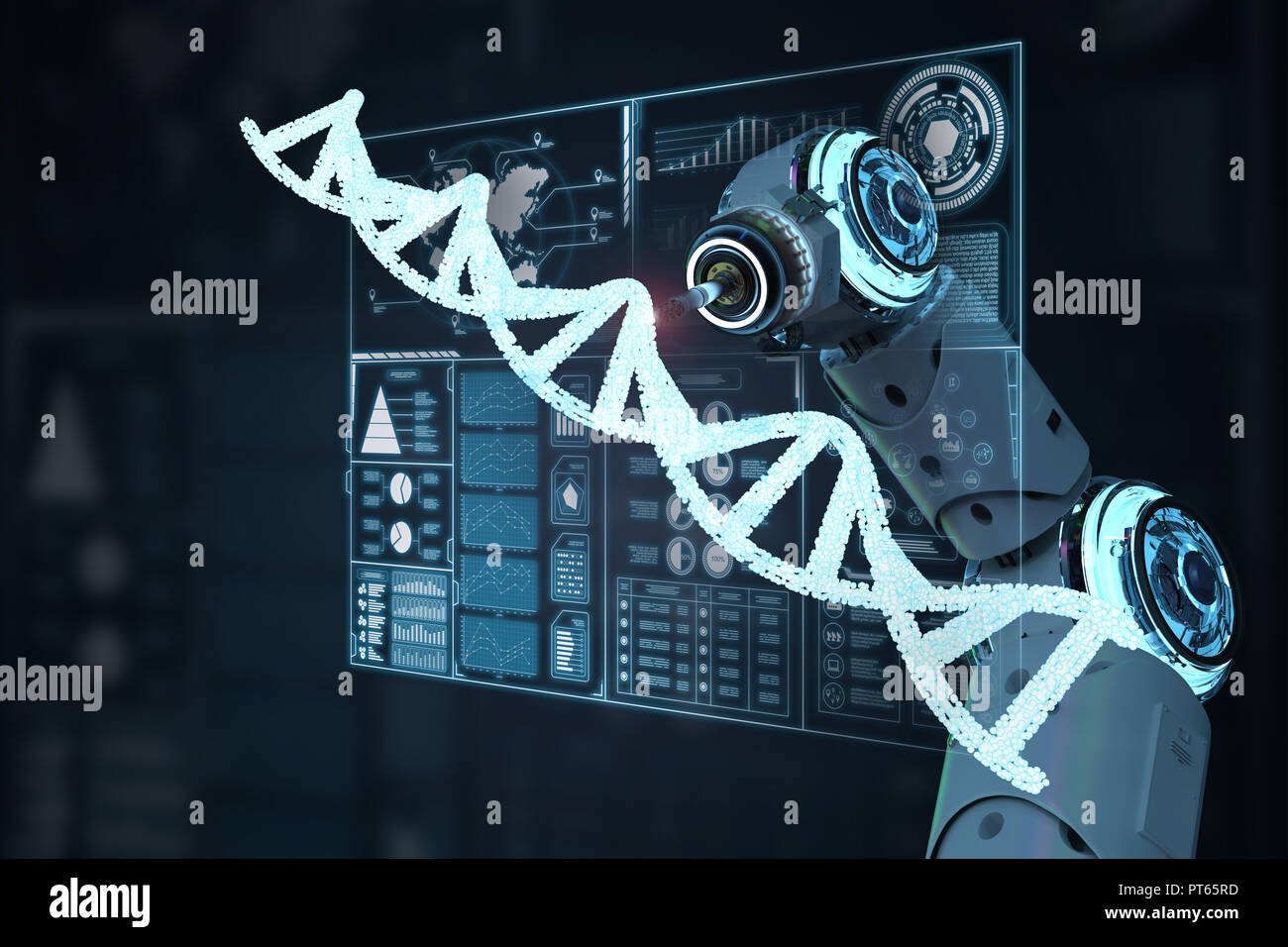 3d rendering robotic hand work with dna helix Stock Photo - Alamy