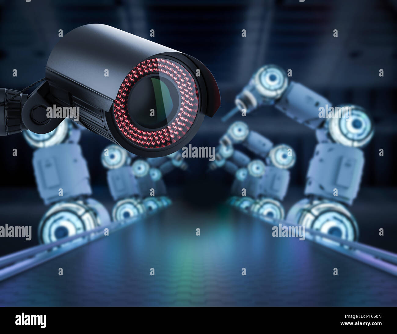 3d rendering security camera or surveillance camera in factory Stock ...