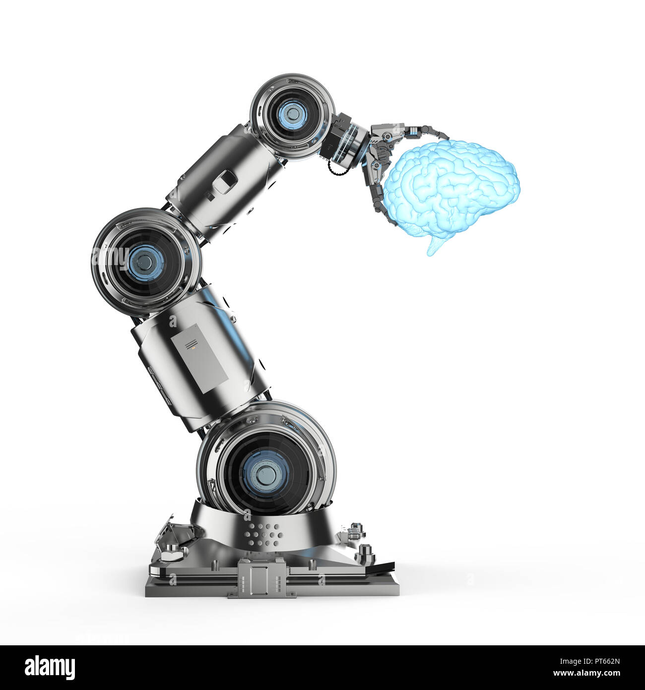 3d rendering robotic hand holding shiny brain Stock Photo - Alamy