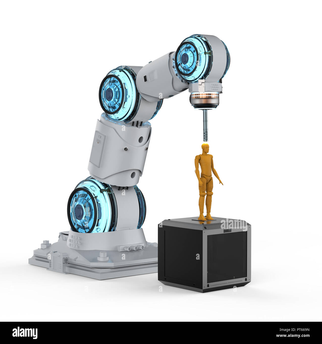 3d rendering 3d printer printing human figure on white background Stock ...