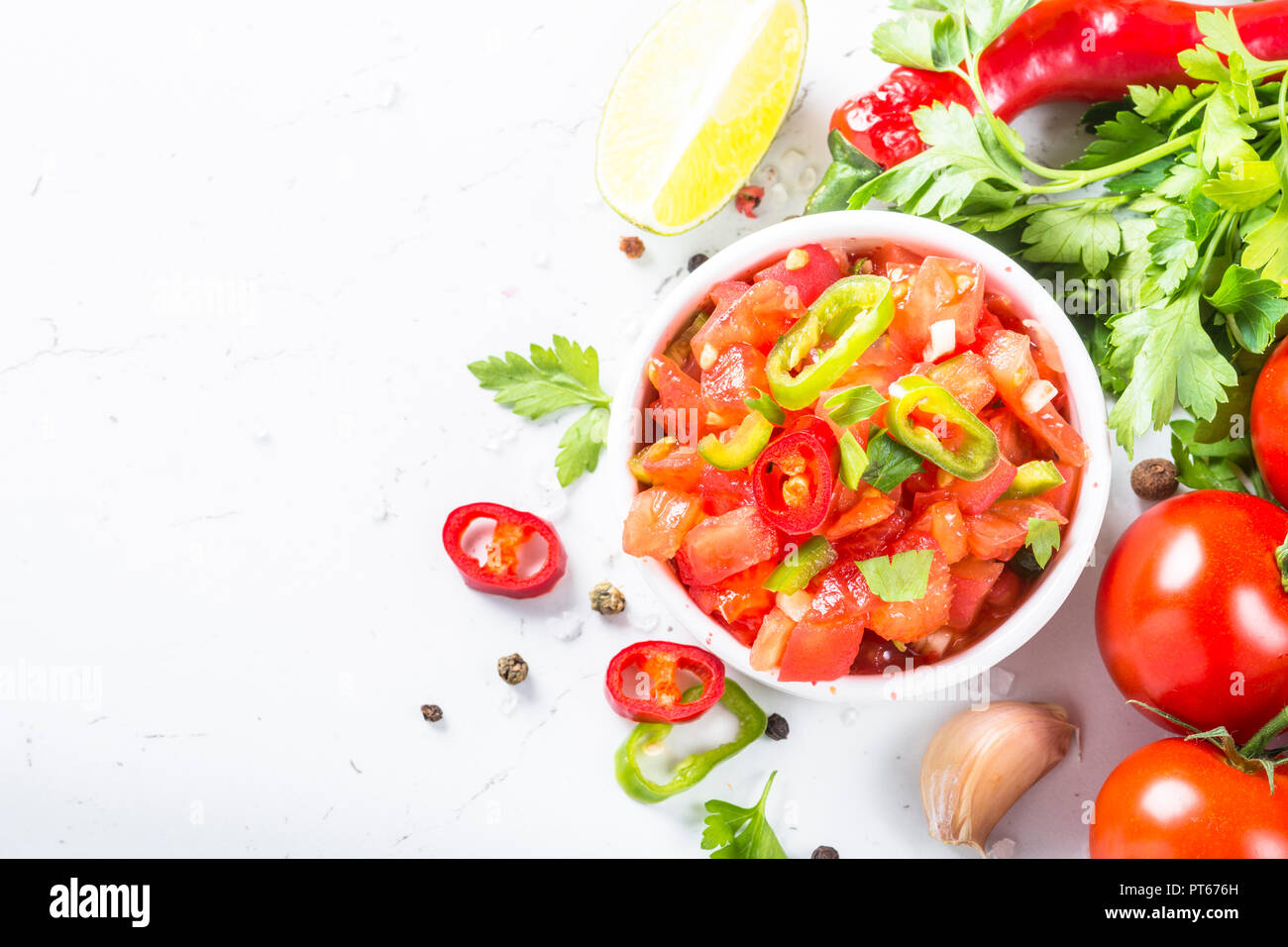 Traditional Latin American mexican salsa sauce and ingredients o Stock ...