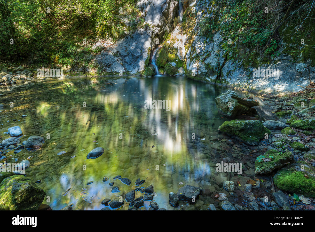 Montenars, Tulin waterfall. Orvenco stream Stock Photo - Alamy