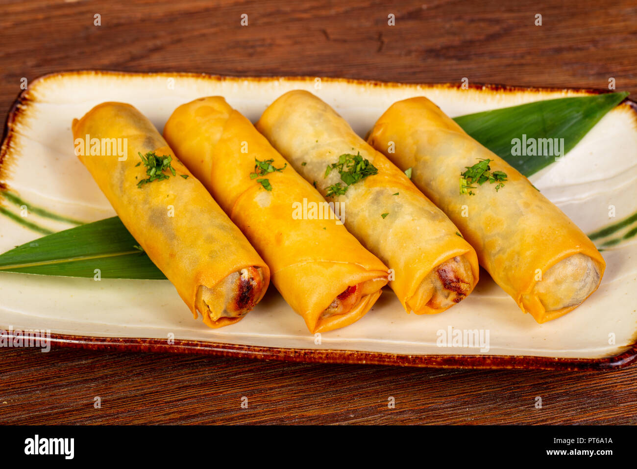 Asian spring roll with seafood Stock Photo - Alamy