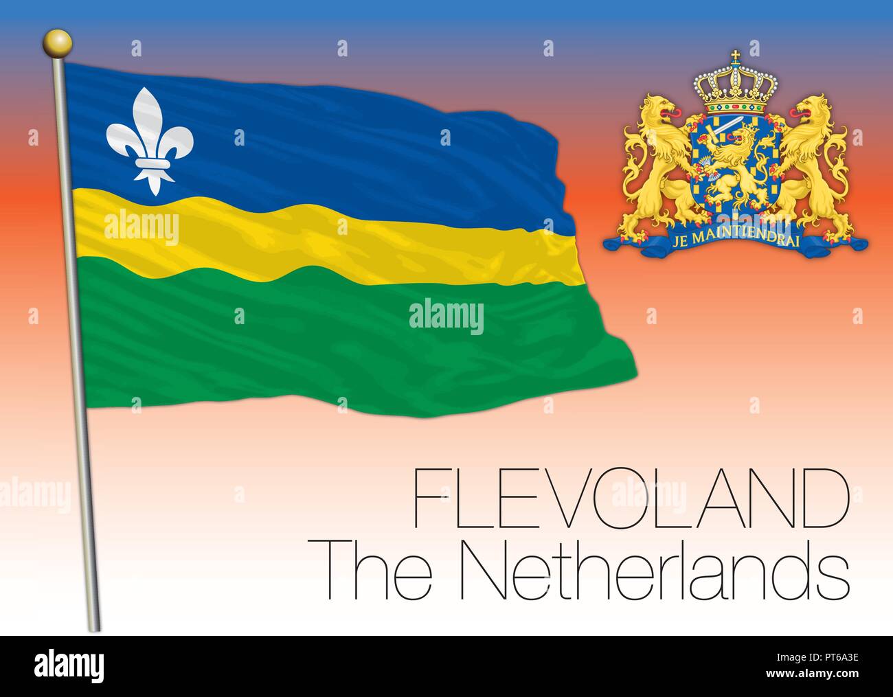 Flevoland regional flag, Netherlands, European Union, vector illustration Stock Vector Image ...