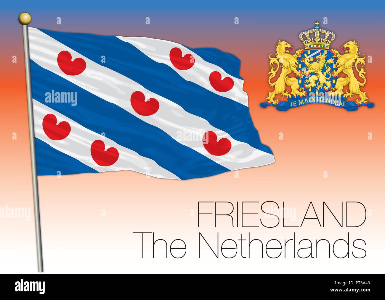 Friesland regional flag, Netherlands, European Union, vector ...