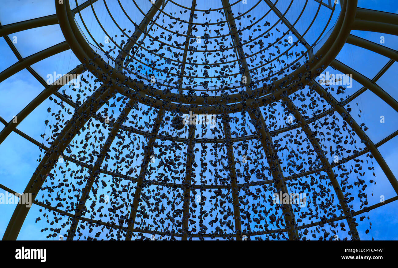 Transparent semi conical ceiling with blue sky background Stock Photo ...