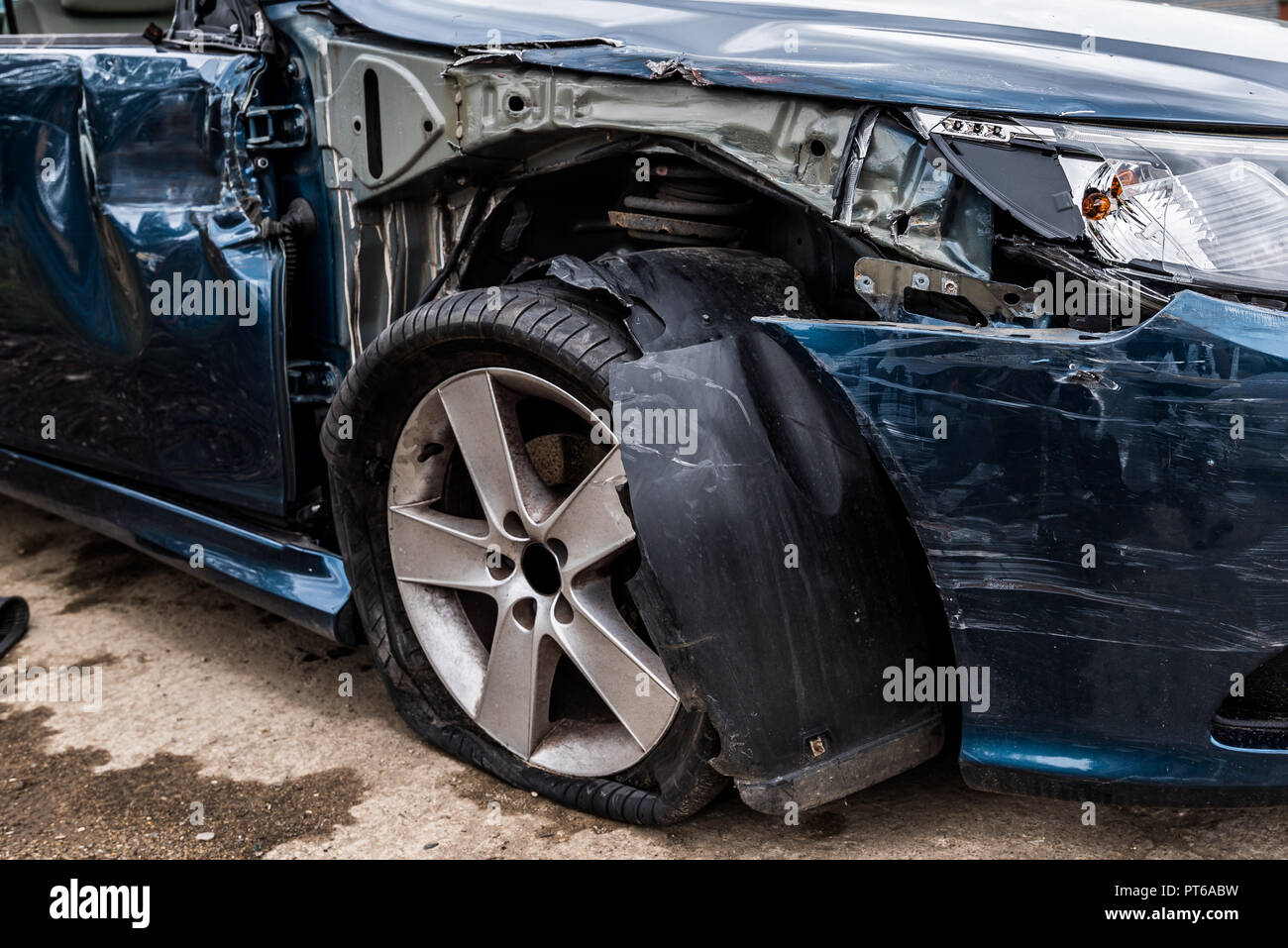 Car Crash and Car Damage. Close up Details Stock Photo - Alamy