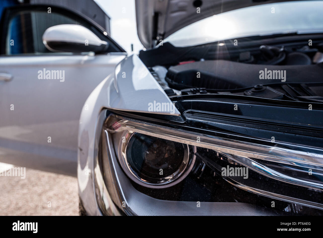 Car Crash and Car Damage. Close up Details Stock Photo - Alamy