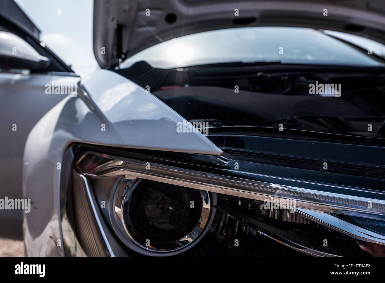 Car Crash and Car Damage. Close up Details Stock Photo - Alamy