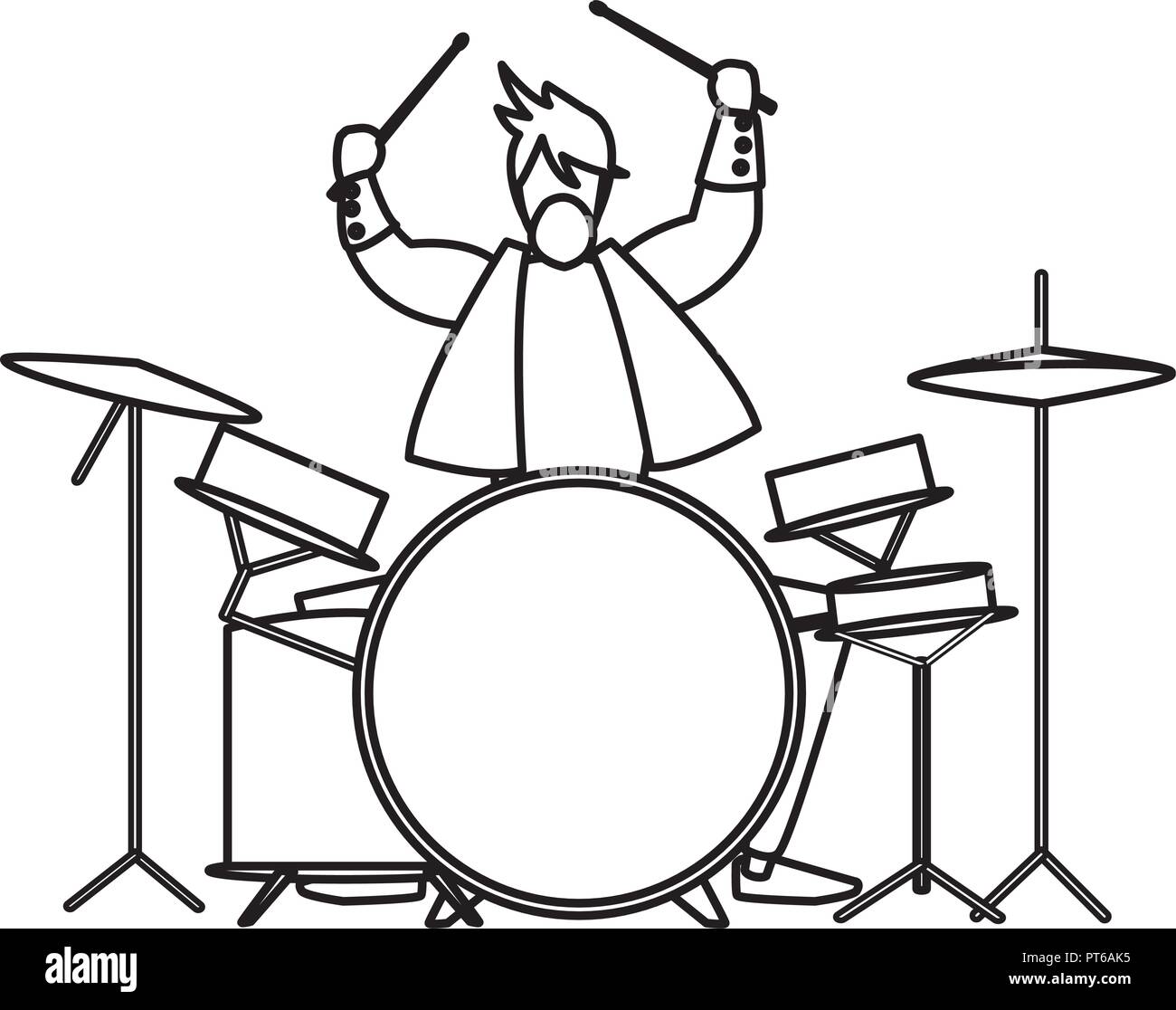 man playing battery instrument over white background, vector ...