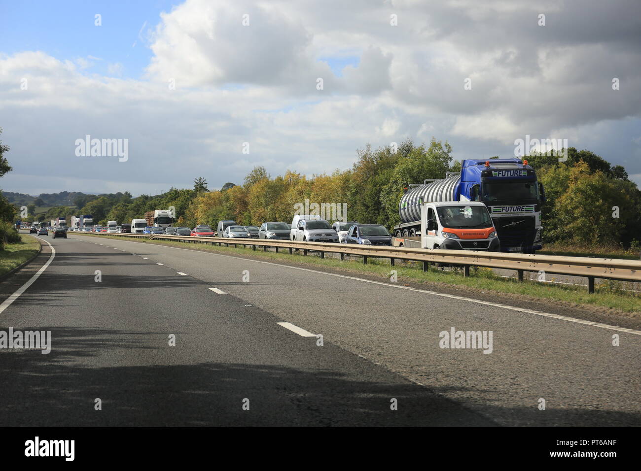 Traffic jam on the A30 Stock Photo - Alamy