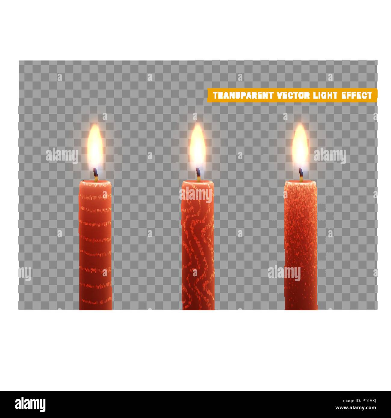 Set of paraffin candles realistic isolated on transparent background. Element for design decor ...
