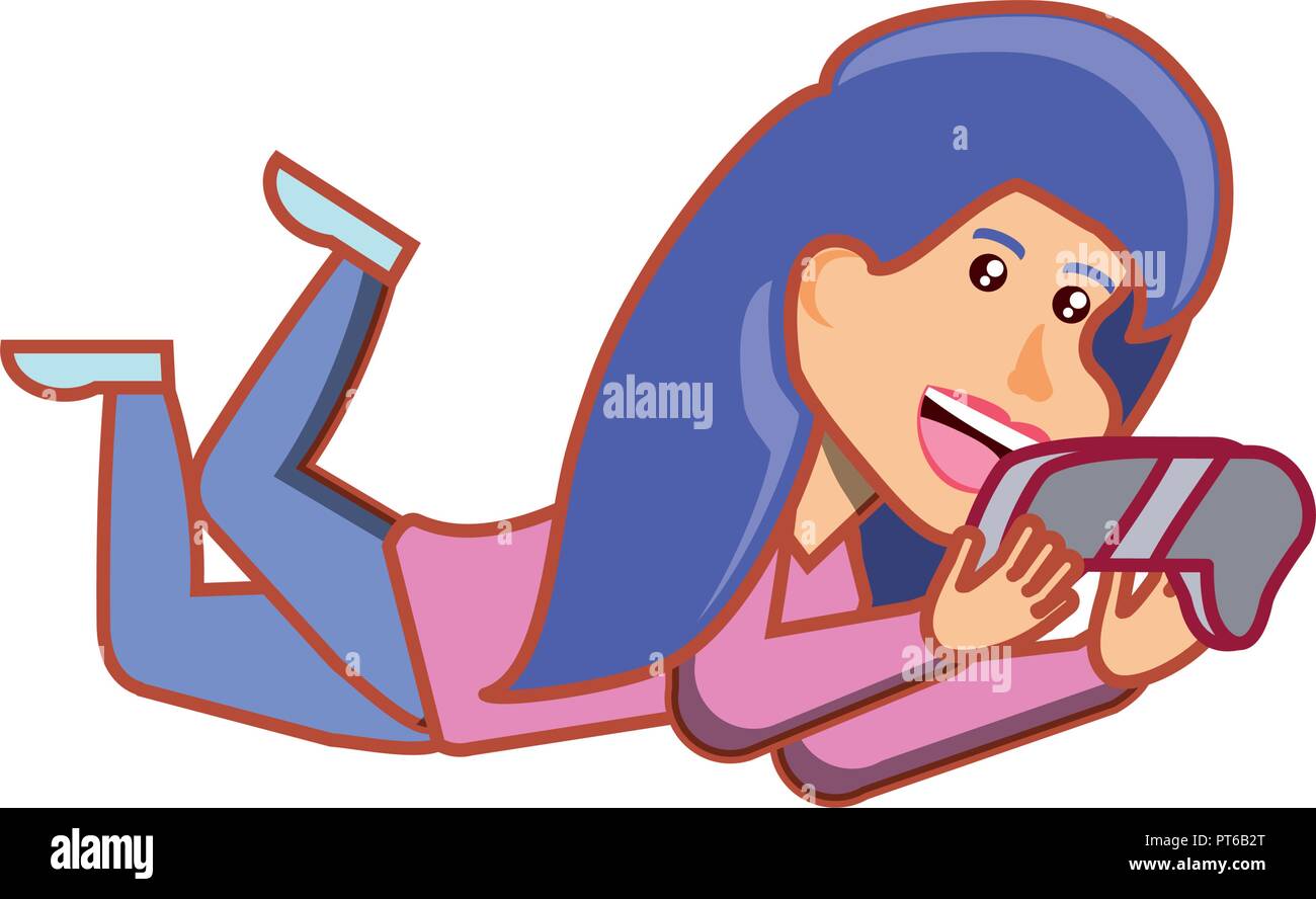 girl with game control character vector illustration design Stock ...