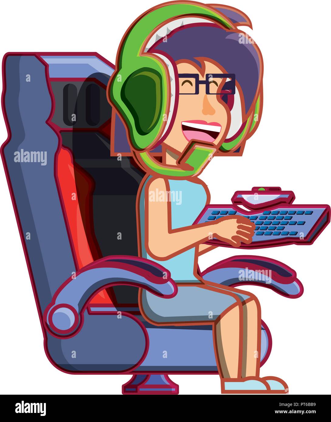 girl sitting playing video game vector illustration design Stock Vector ...