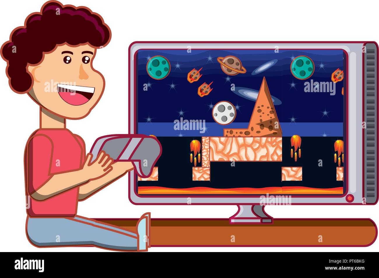 boy playing video game avatar character vector illustration design ...