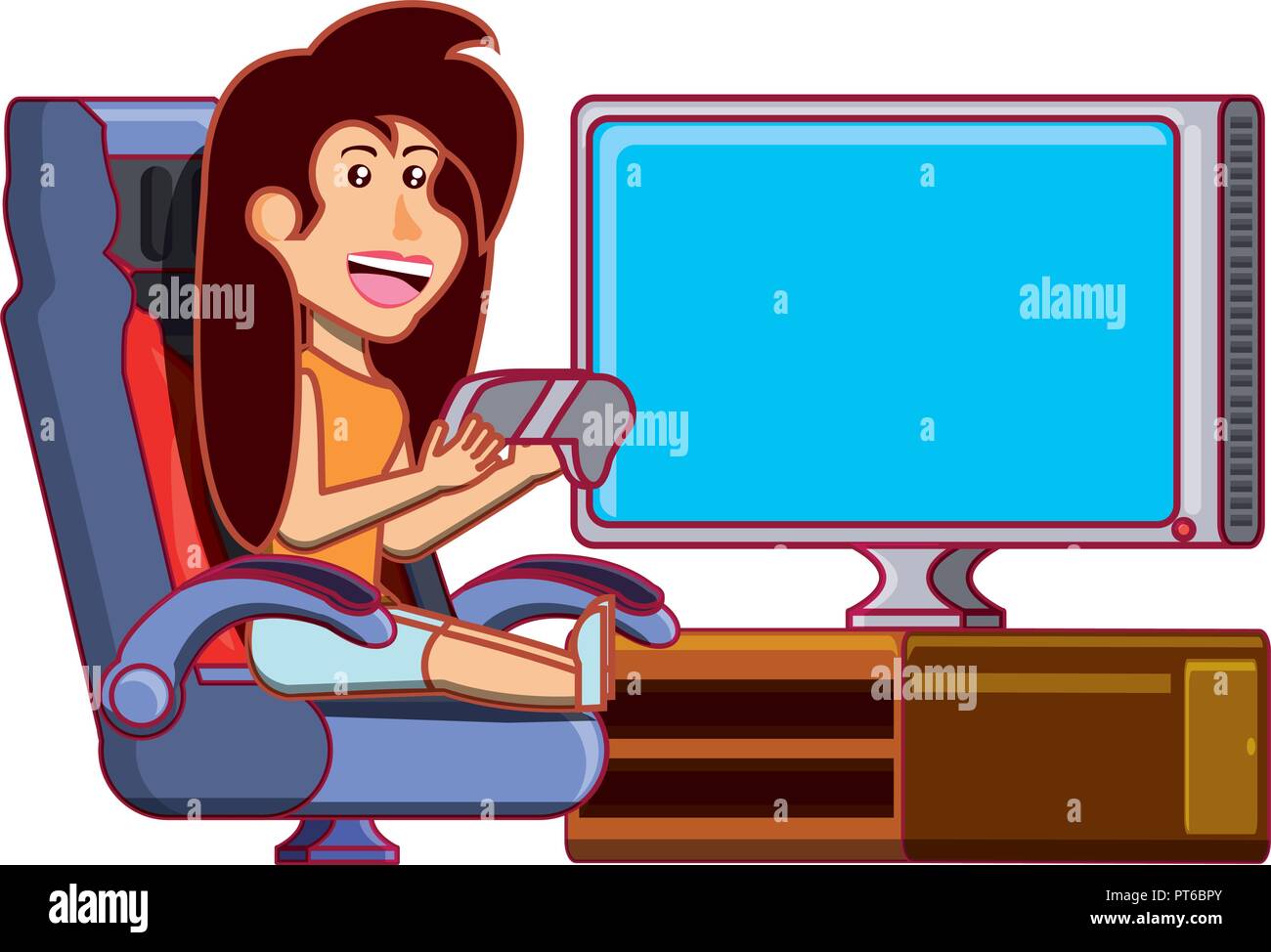 girl playing video game avatar character vector illustration design ...