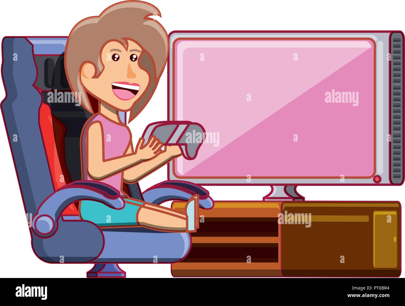girl playing video game avatar character vector illustration design ...