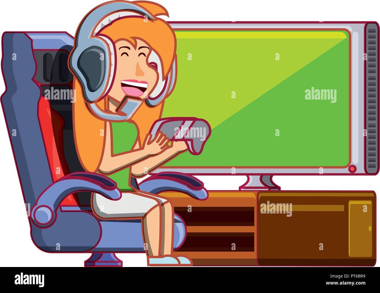 girl playing video game avatar character vector illustration design ...
