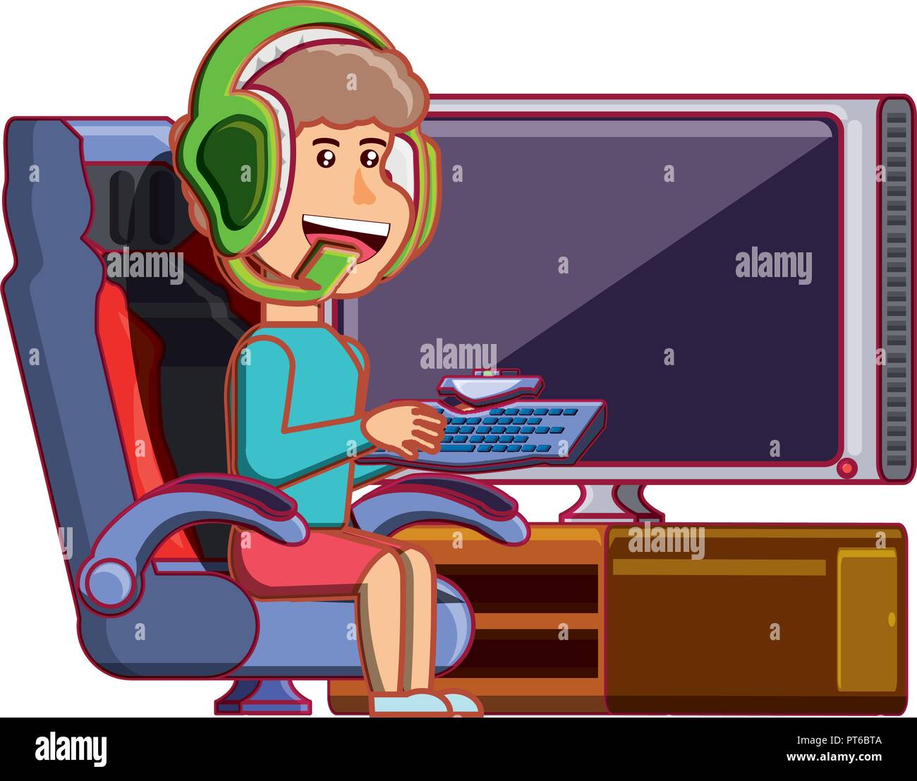 boy playing video game avatar character vector illustration design ...