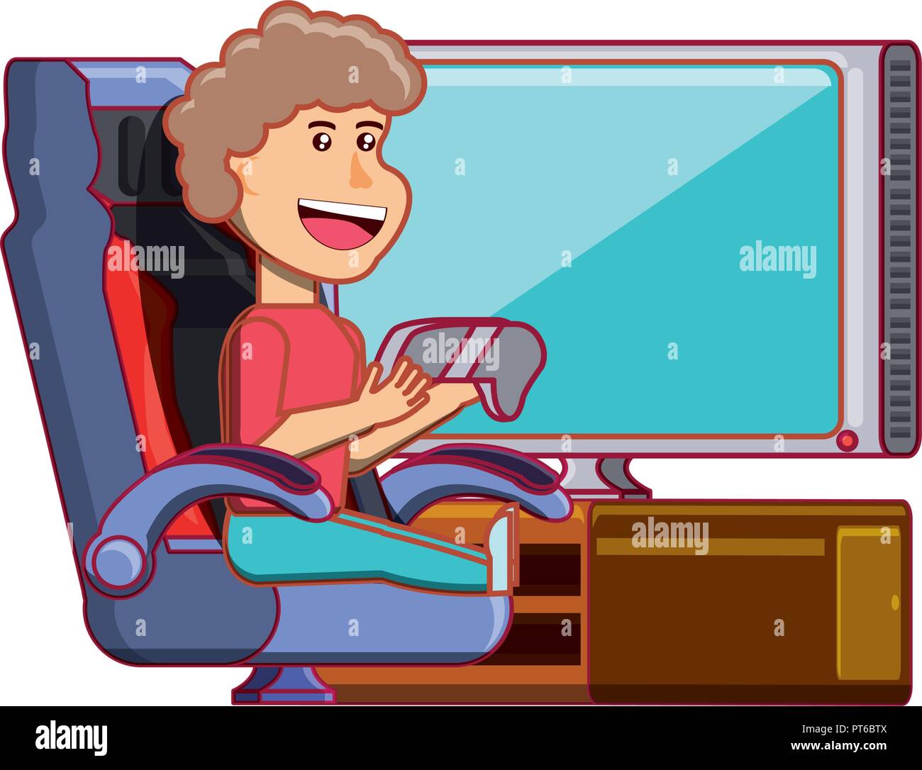 boy playing video game avatar character vector illustration design ...
