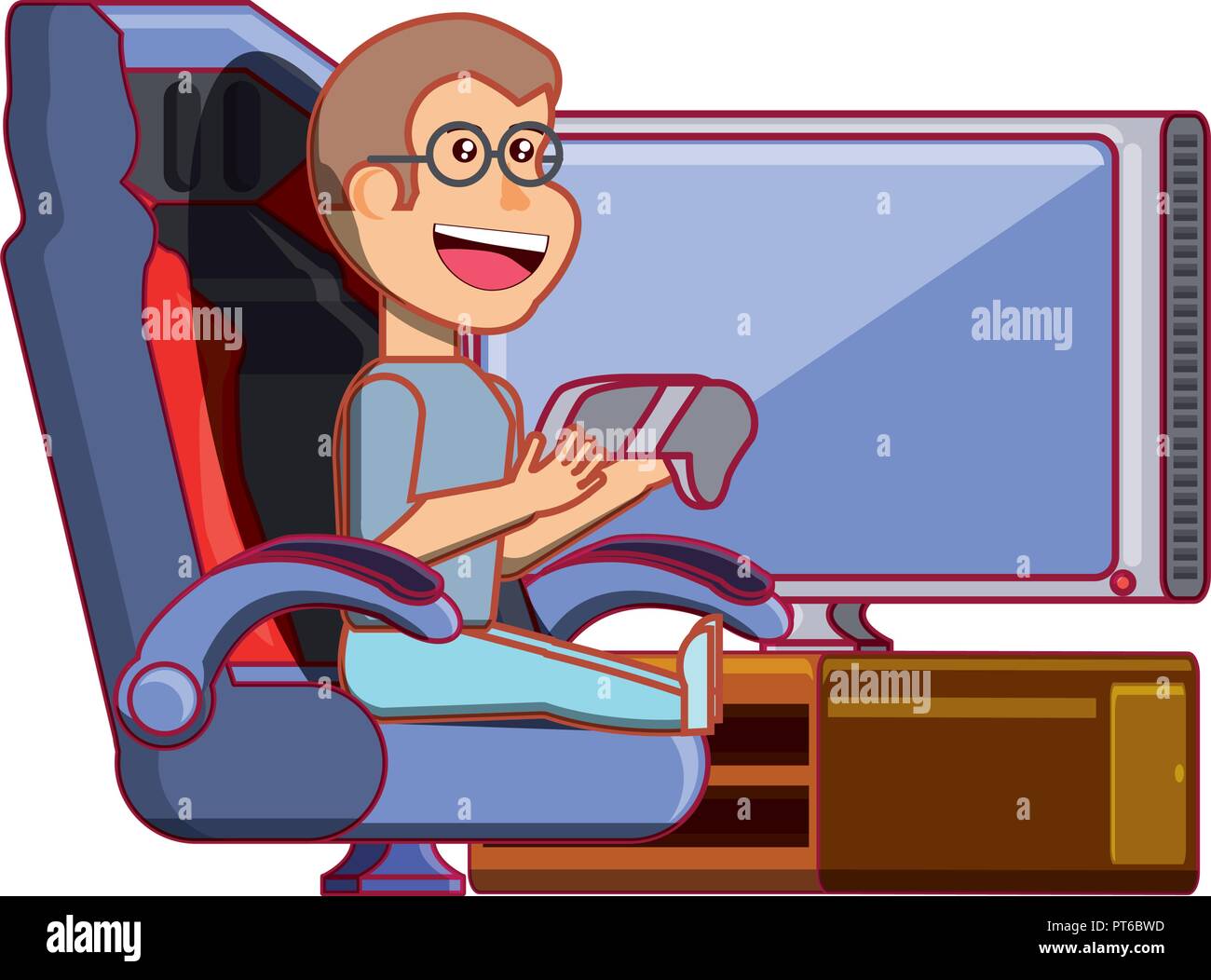 boy playing video game avatar character vector illustration design ...
