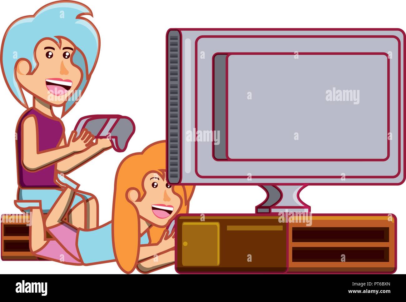 girl playing video game avatar character vector illustration design ...