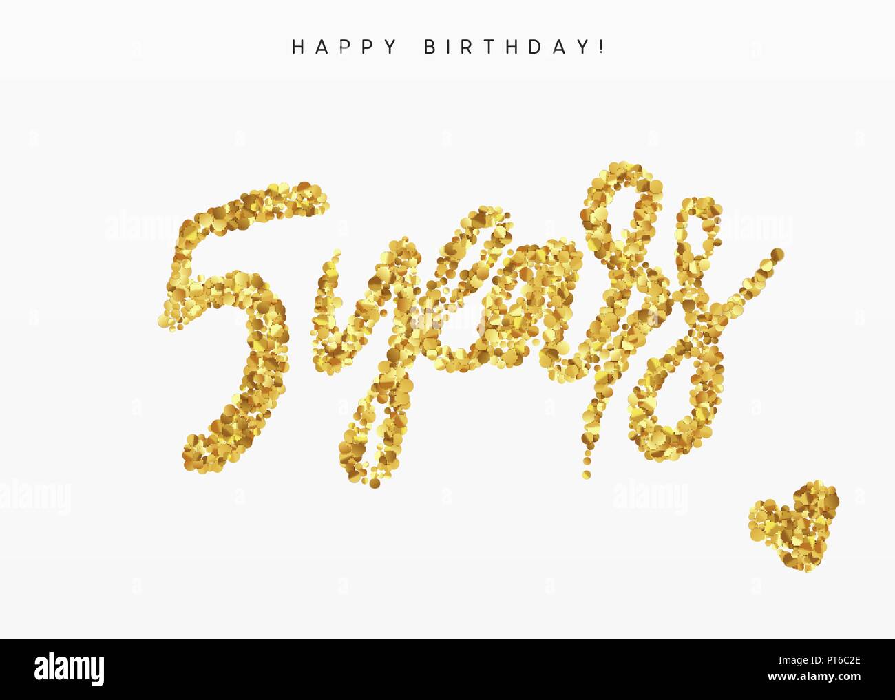 Five years, Number 5, lettering sign from golden confetti Stock Vector ...