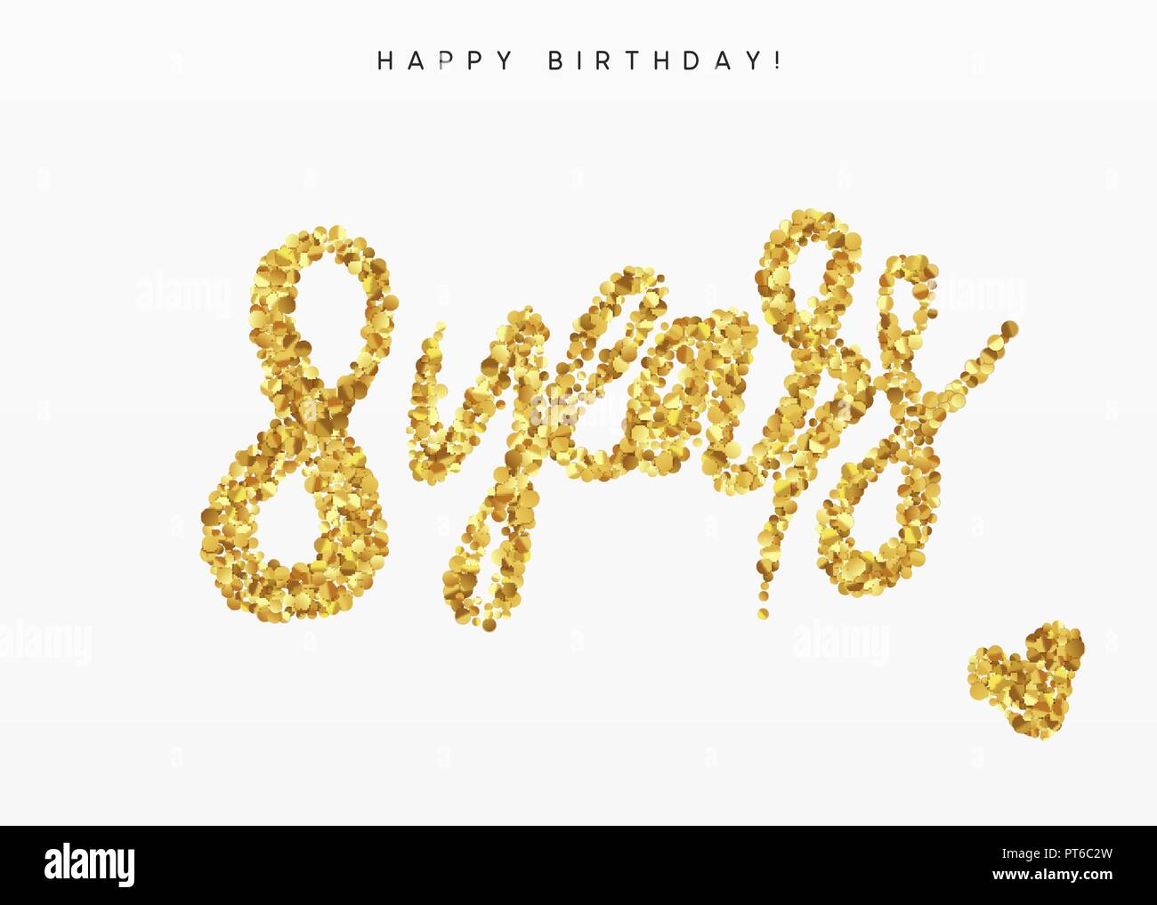 Eight years, Number 8, lettering sign from golden confetti Stock Vector ...