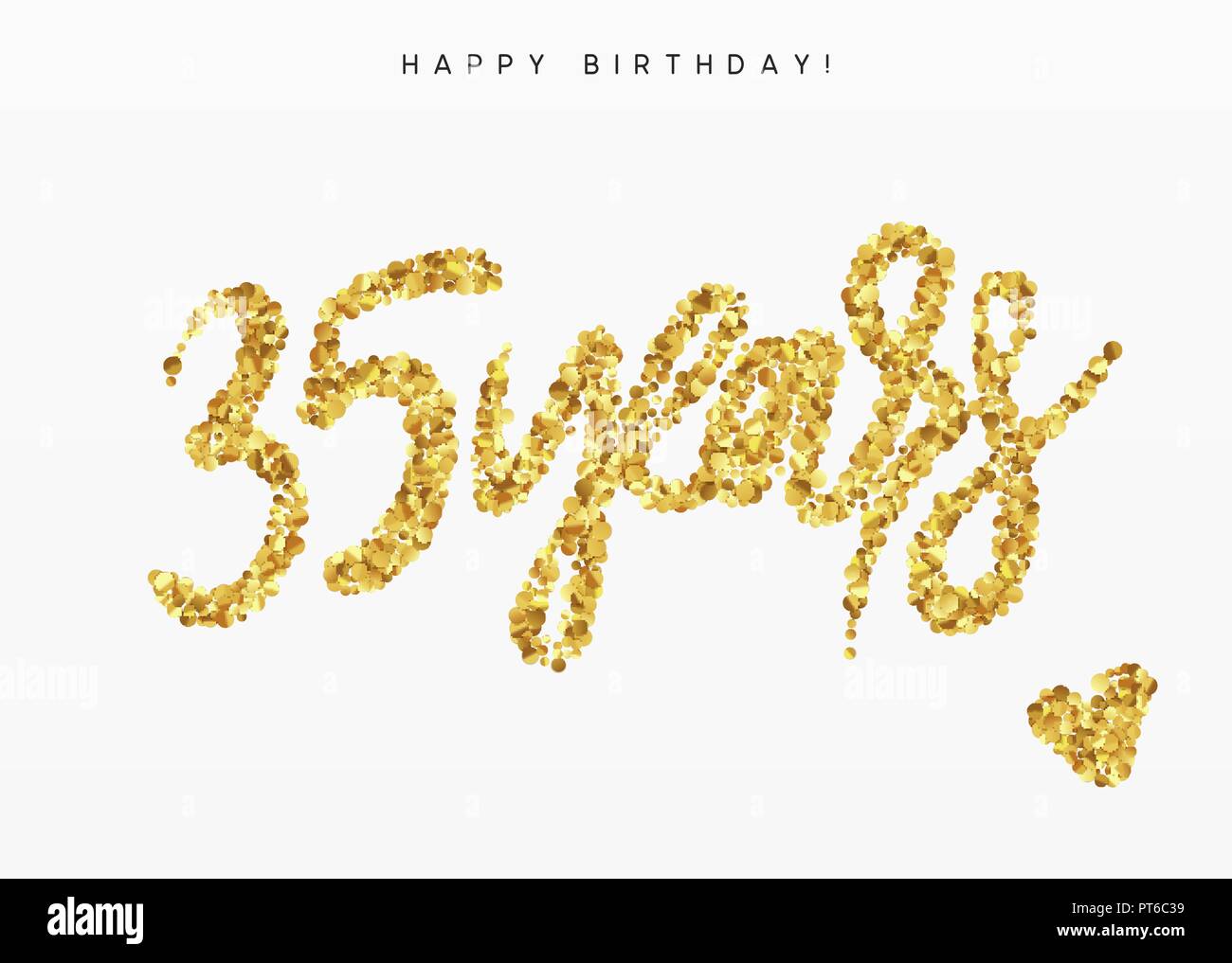 Thirty-five years,Number 35, lettering sign from golden confetti Stock ...