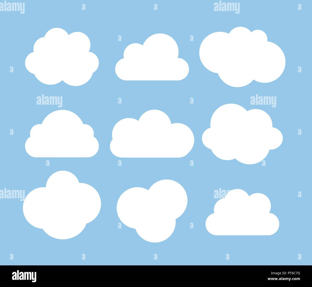 Abstract white cloud icon collection set isolated on blue background ...