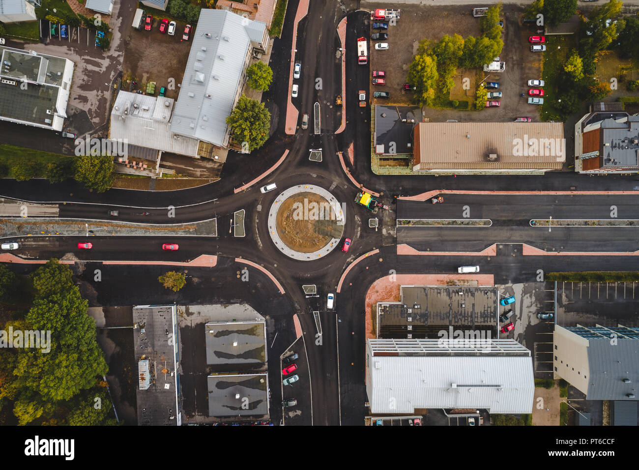 Aerial of roundabout hi-res stock photography and images - Alamy